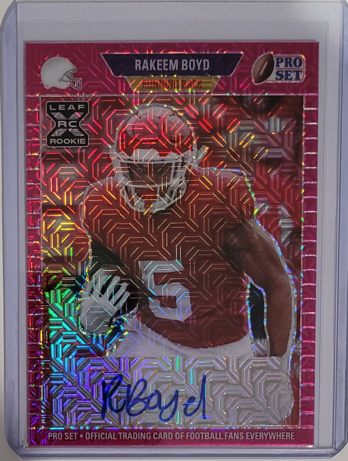 RAKEEM BOYD 2021 LEAF PRO SET METAL ROOKIE Pink MOJO REFRACTOR AUTO 1/ ...