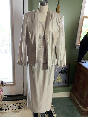 Perceptions Gold Platinum 3 Piece Skirt Suit Blazer Skirt & Tank Sz 8 ...