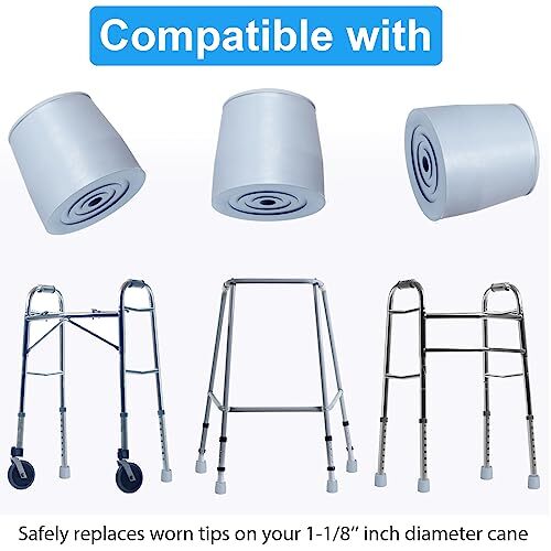 4 Pack Rubber Tips - Glides Universal Walker Replacement Legs Cane Tips Walker | eBay