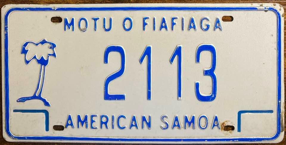 American Samoa Vintage License Plate 2113 Motu of Fiafiaga Palm Tree | eBay