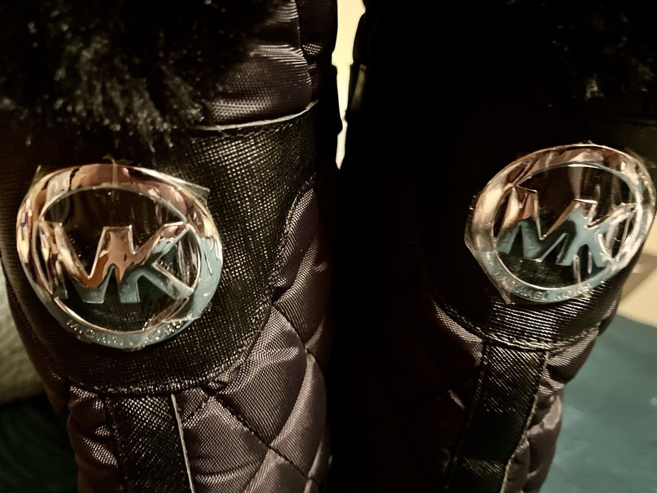 Michael Kors Fulton Quilted Rain/Snow Shearling Lined BLACK Boots Women ...