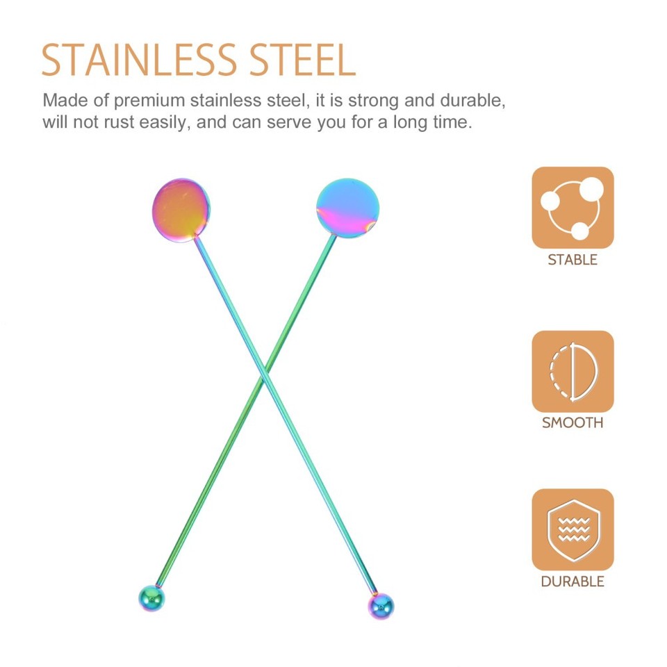 2Pcs Stainless Steel Stirring Sticks Decorative Juice Stirrers Creative ...