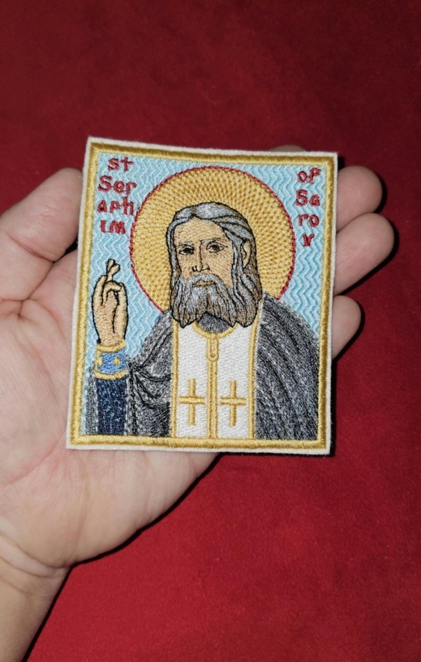 St Seraphim of Sarov Orthodox Embroidered Icon Patch – Hook Back – 3 ...