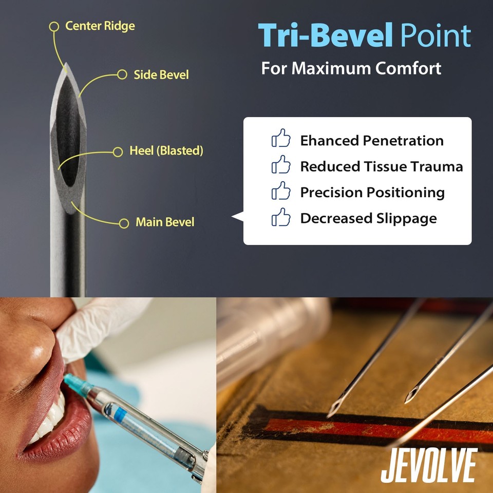 27G, 30G, 30G-XS Dental Plastic Hub Needles Self-Threading Tri-Bevel ...