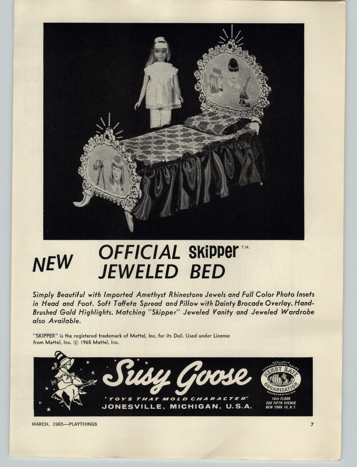 1965 PAPER AD Susy Goose Official Skipper Doll Jeweled Bed Toy | eBay