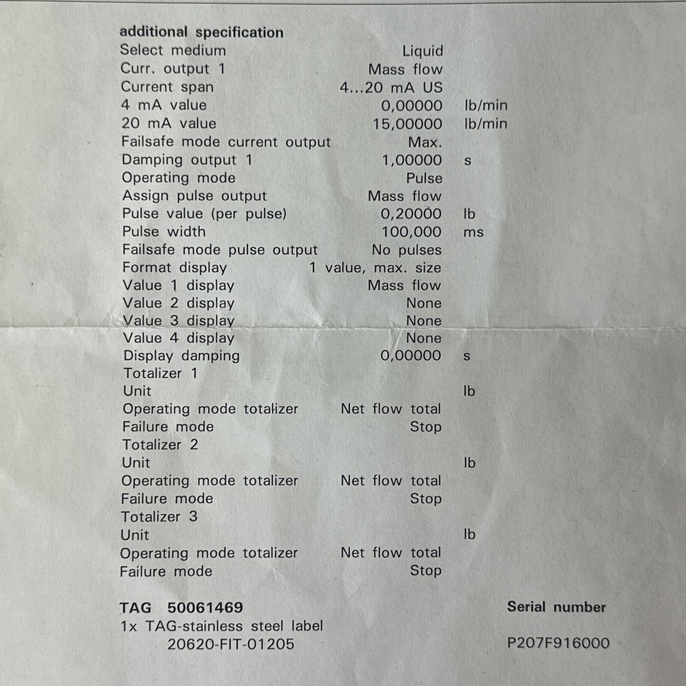 NEW- Endress Hauser Promass F 300 Coriolis Flow Meter 8F3B08-72L9/0 ...