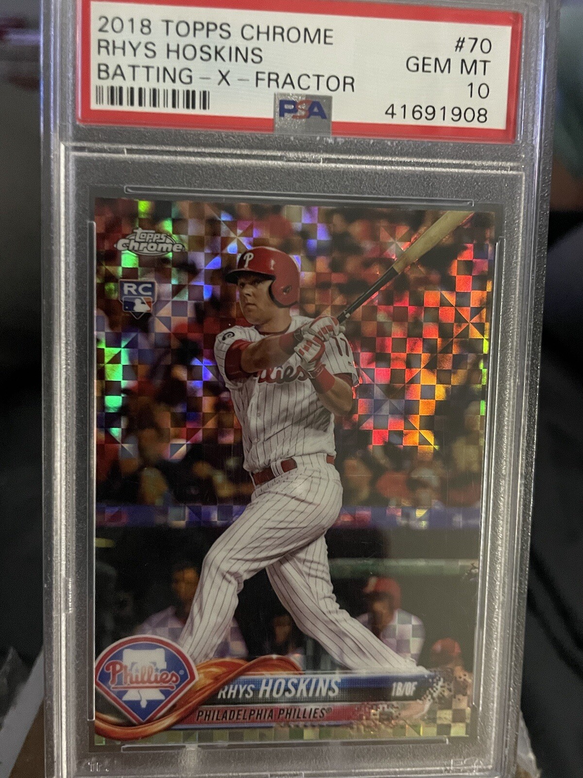 Rhys Hoskins PSA 10 rookie card 2018 Topps Chrome X-Fractor Batting RC ...