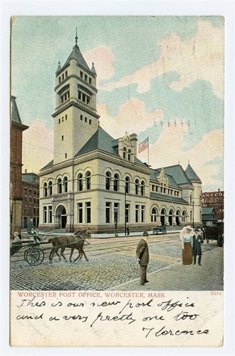 Worcester Post Office UDB Postcard Worcester Massachusetts 1905 | eBay