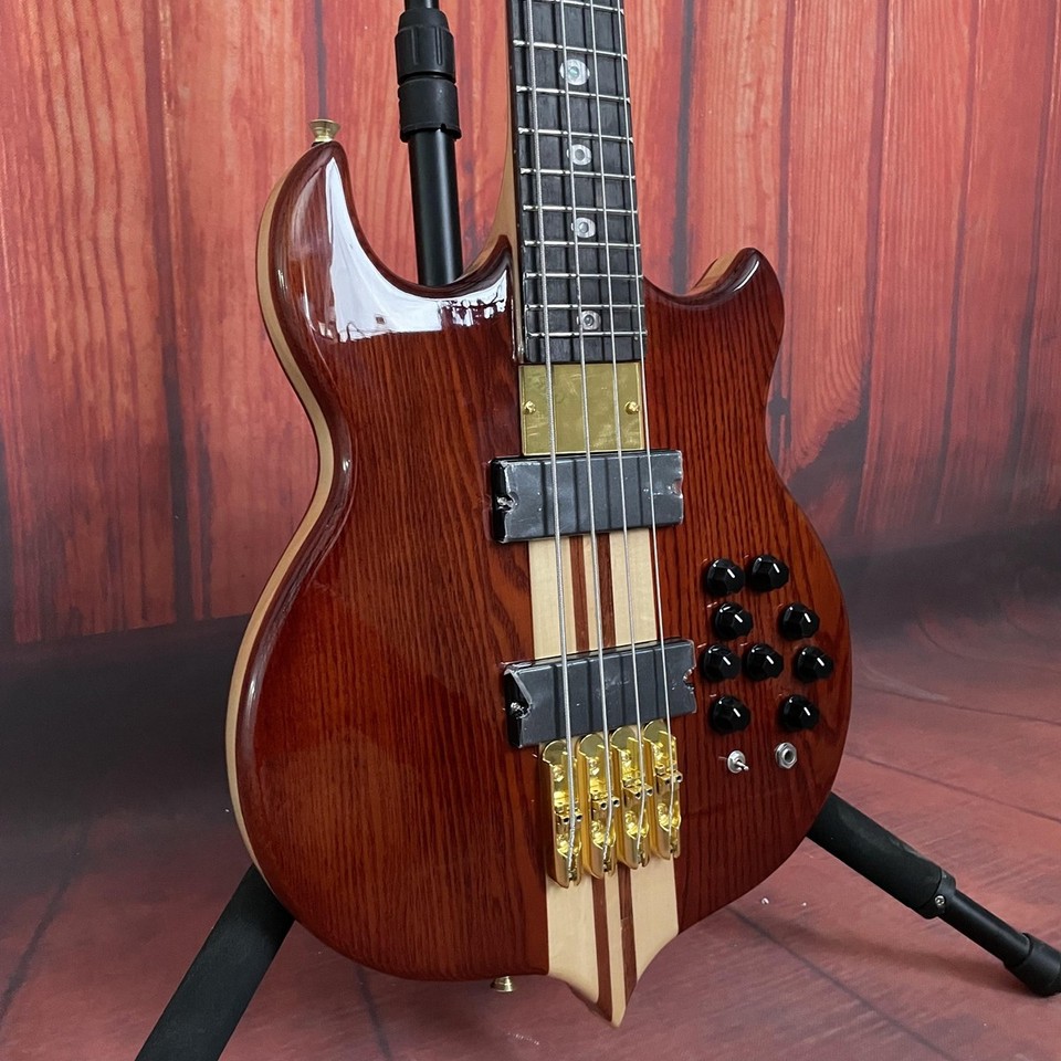 Neck Thru Body Electric Bass 4String Maple Neck Active Pickup Ash Body ...