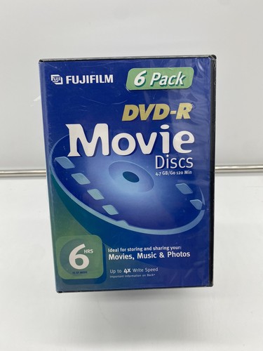 Fujifilm DVD-R 6 Pack 120 Min Blank Storage Media 4.7GB Disc for Data ...