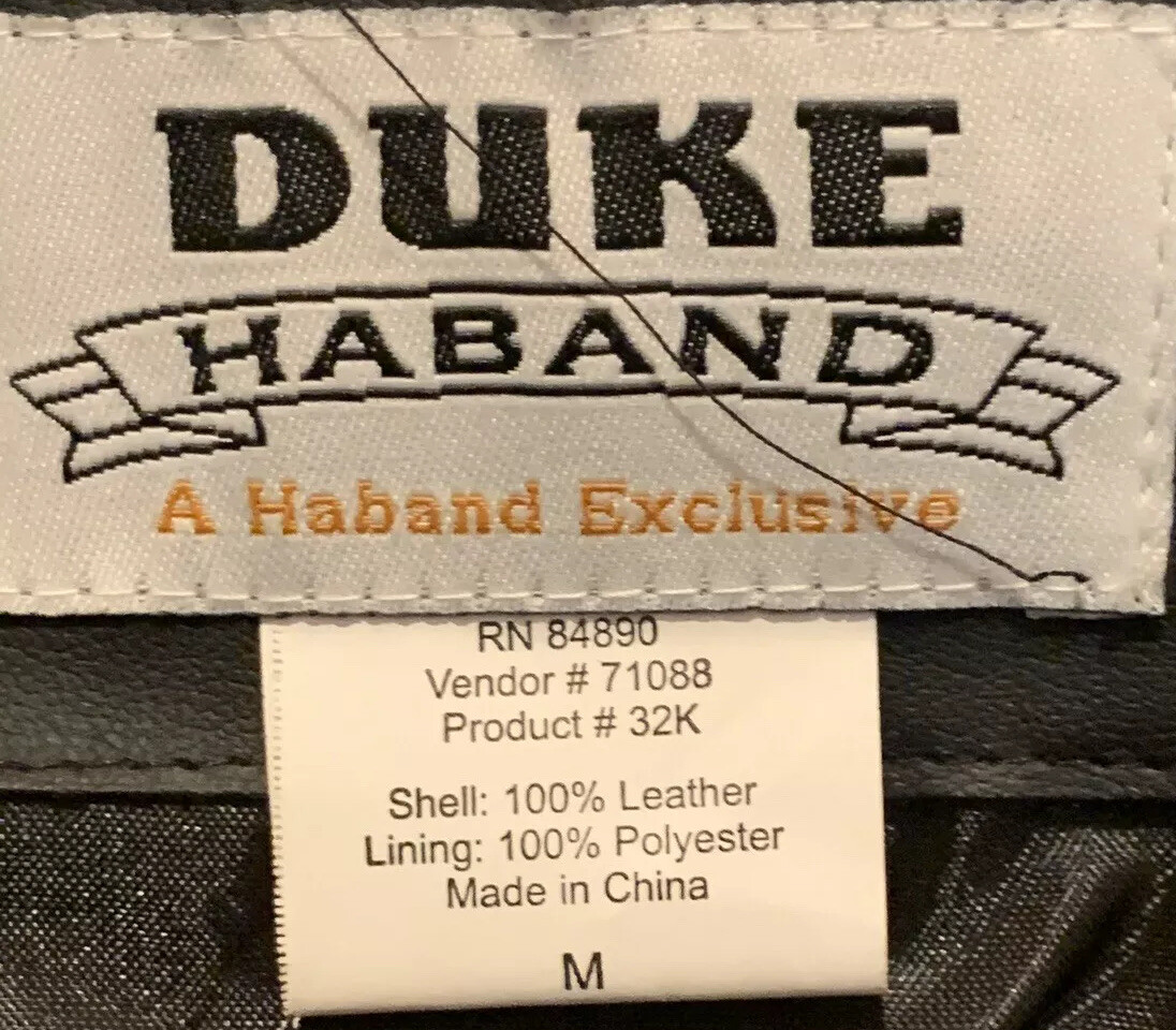 Haband DUKE Leather Vest Men's MED Black Patchwork Biker Western Urban ...