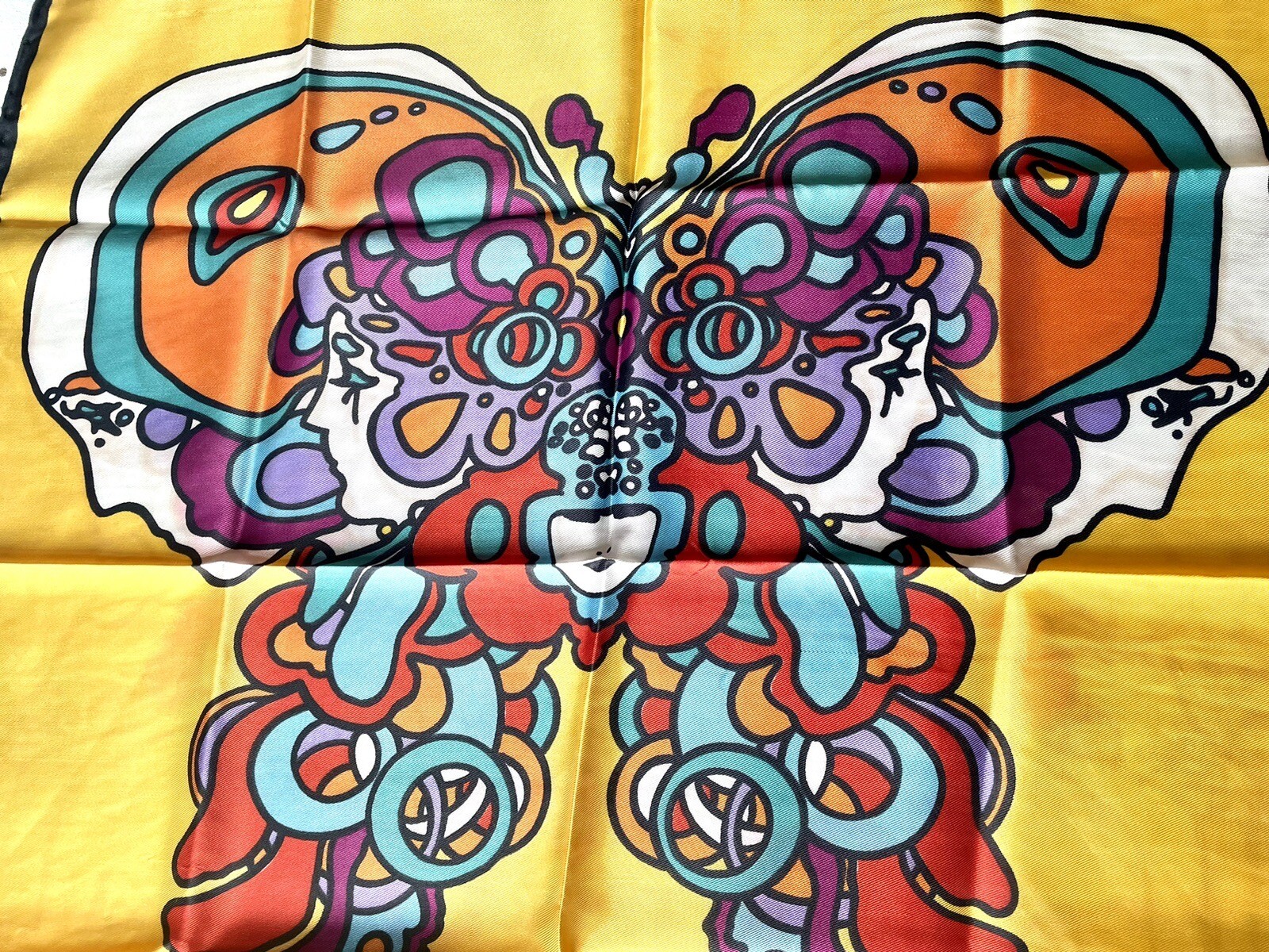 Peter Max Vintage 1970s Butterfly Faces Vibrant 21x21… - Gem