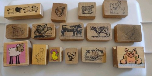 Lot Of 15 Farm Animal Themed Rubber Stamps | eBay