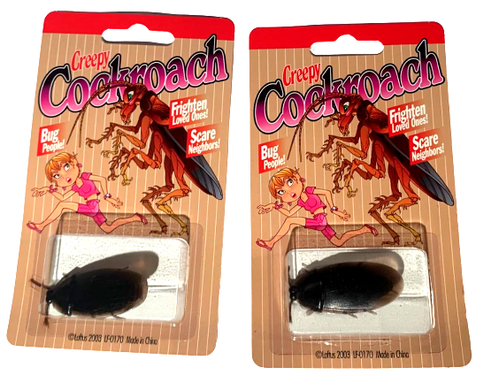 2 Packs CREEPY COCKROACH Bug Fake Prank Joke Gag Funny Rubber Roach ...