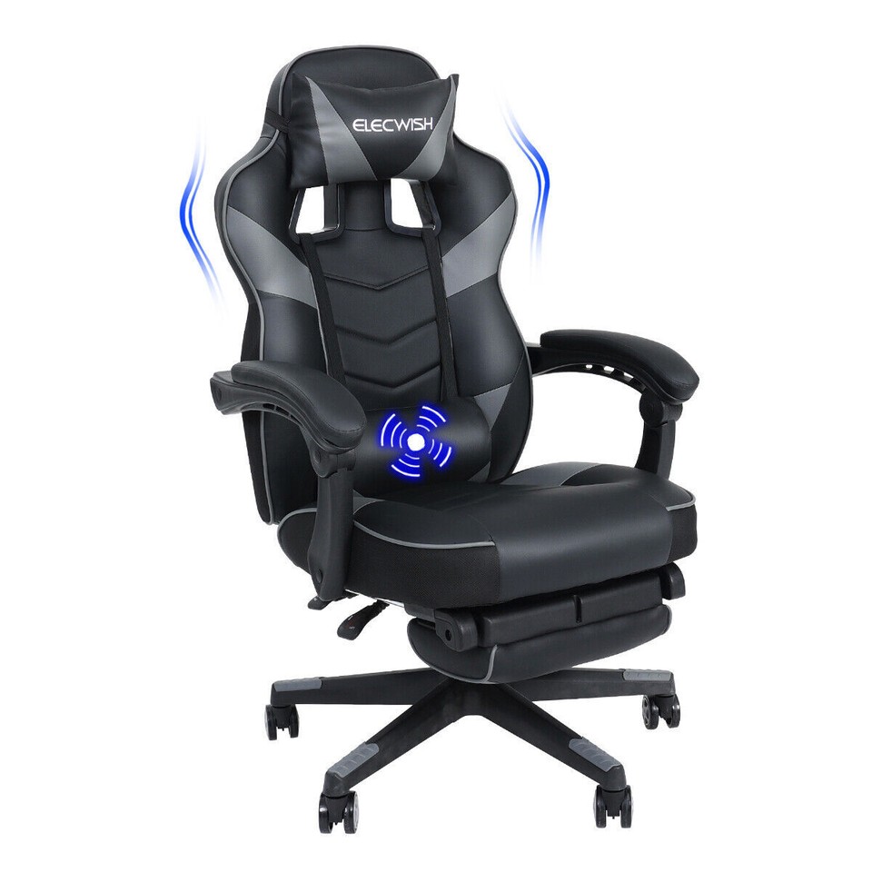 ELECWISH Gaming Chair Racing Ergonomic Office Chair PU Leather Recliner ...