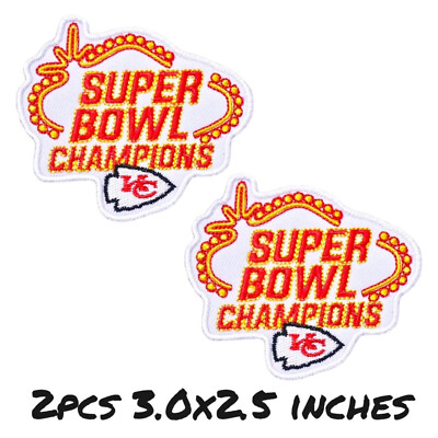 2PCS Kansas City Chiefs Super Bowl Champions White Embroidered Iron On ...