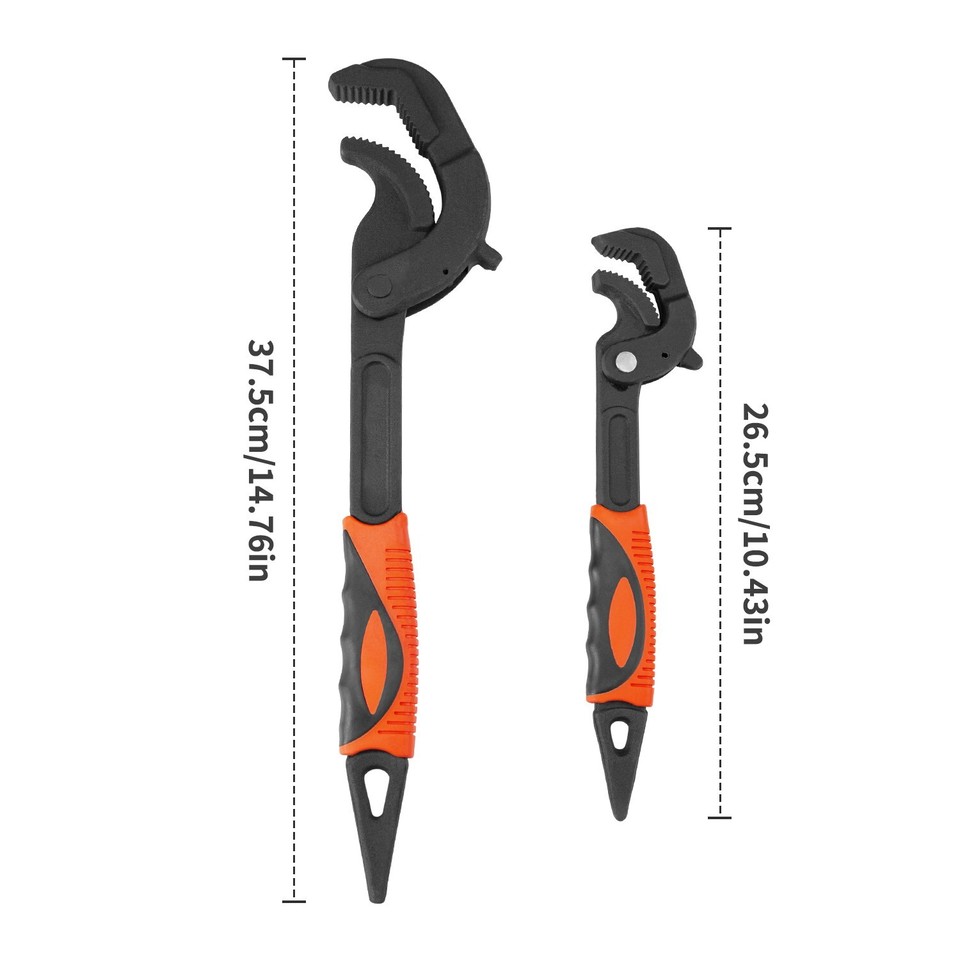 2pcs Multi-function Magic Wrench Self-Adjusting Spanner Power Grip Pipe ...