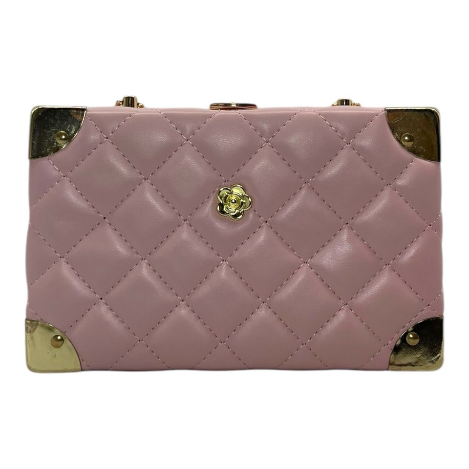 Small Quilted Vegan Leather Box Bag Clutch Handbag Crossbody Chain ...