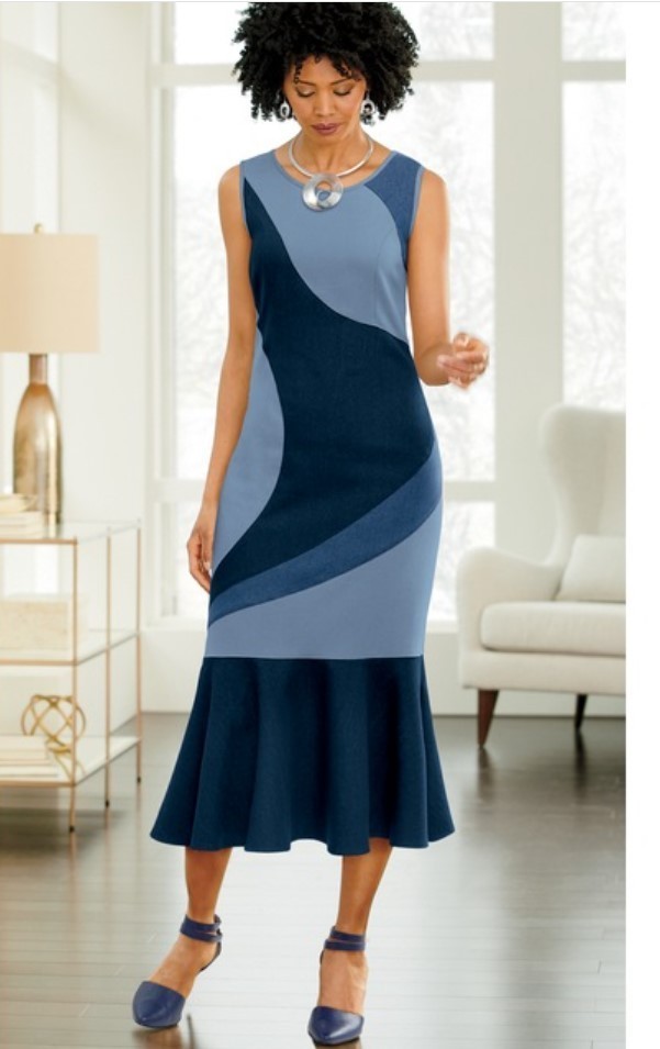 24W Ashro Blue Formal Wedding Church Party Kendis Colorblock Denim ...