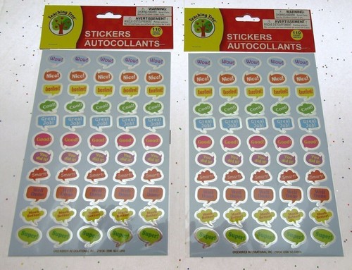 Stickers ~ Fun Expressional Positive acknowledgment ~ 110 count ~ Lot ...