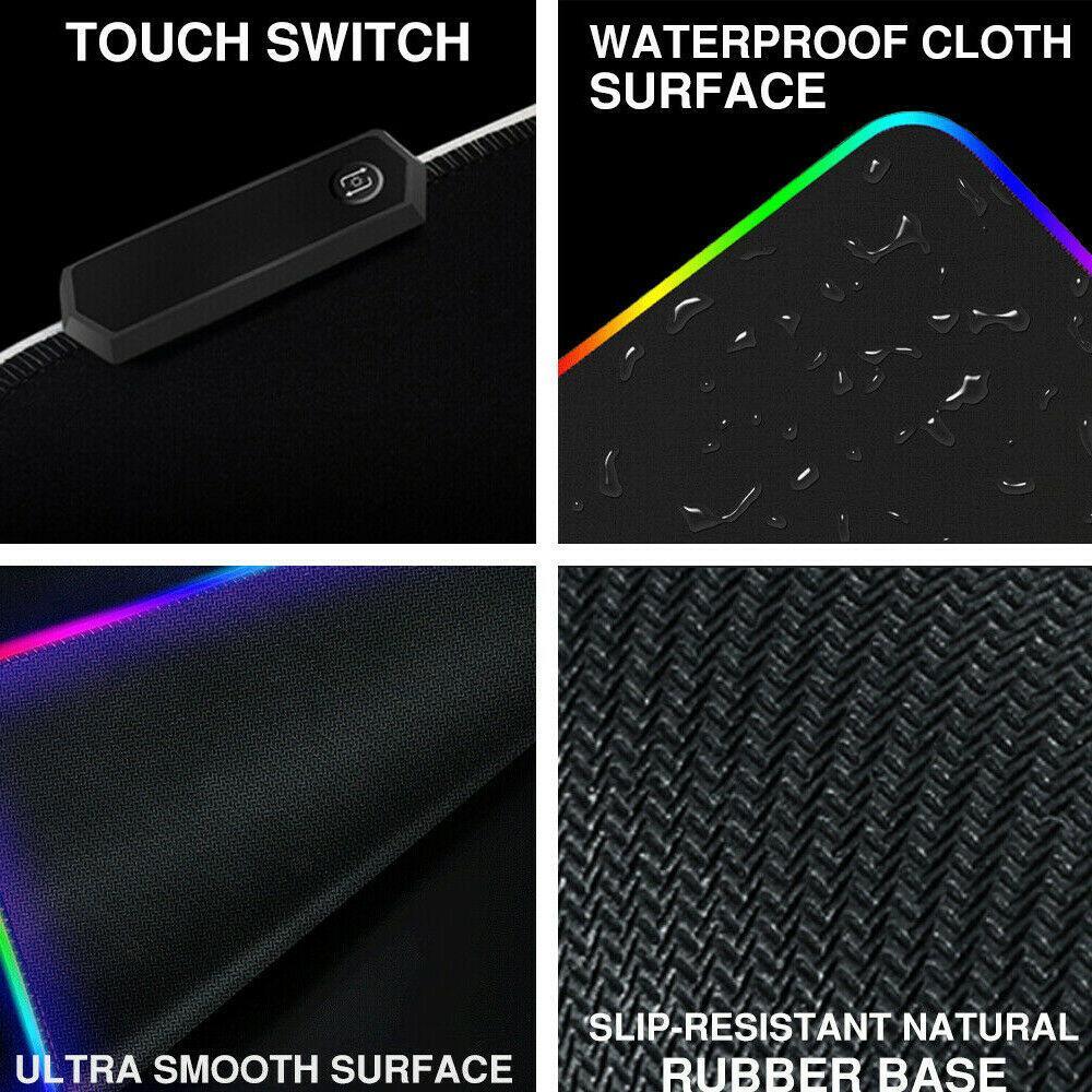LED Gaming Mouse Pad Large RGB Extended Mousepad Keyboard Desk Anti ...
