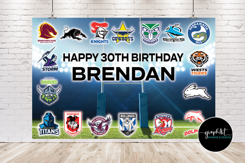Personalised NRL Banner / DIGITAL FILE Birthday Poster Backdrop Broncos ...