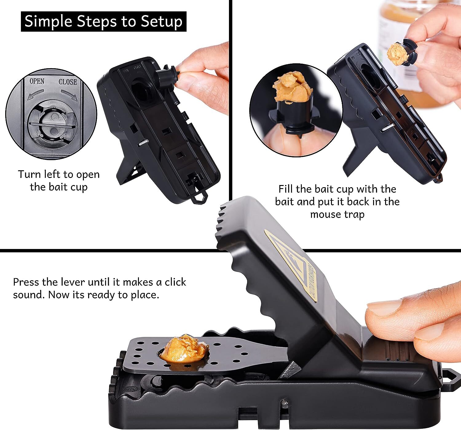 2/4/6 Large Rat Catching Metal Traps Heavy Duty Snap Mouse Trap Pest ...