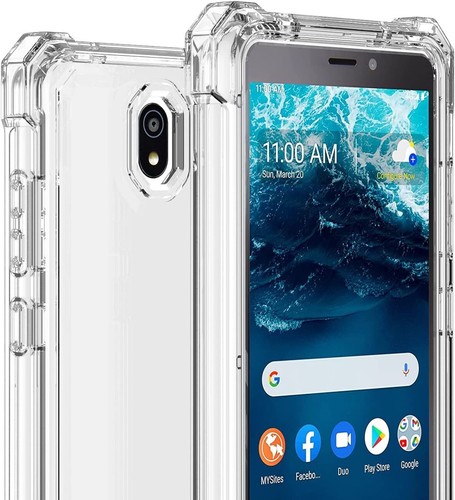For Nokia C100 N152DL - Clear Silicone Hard Rubber Protective Hybrid ...