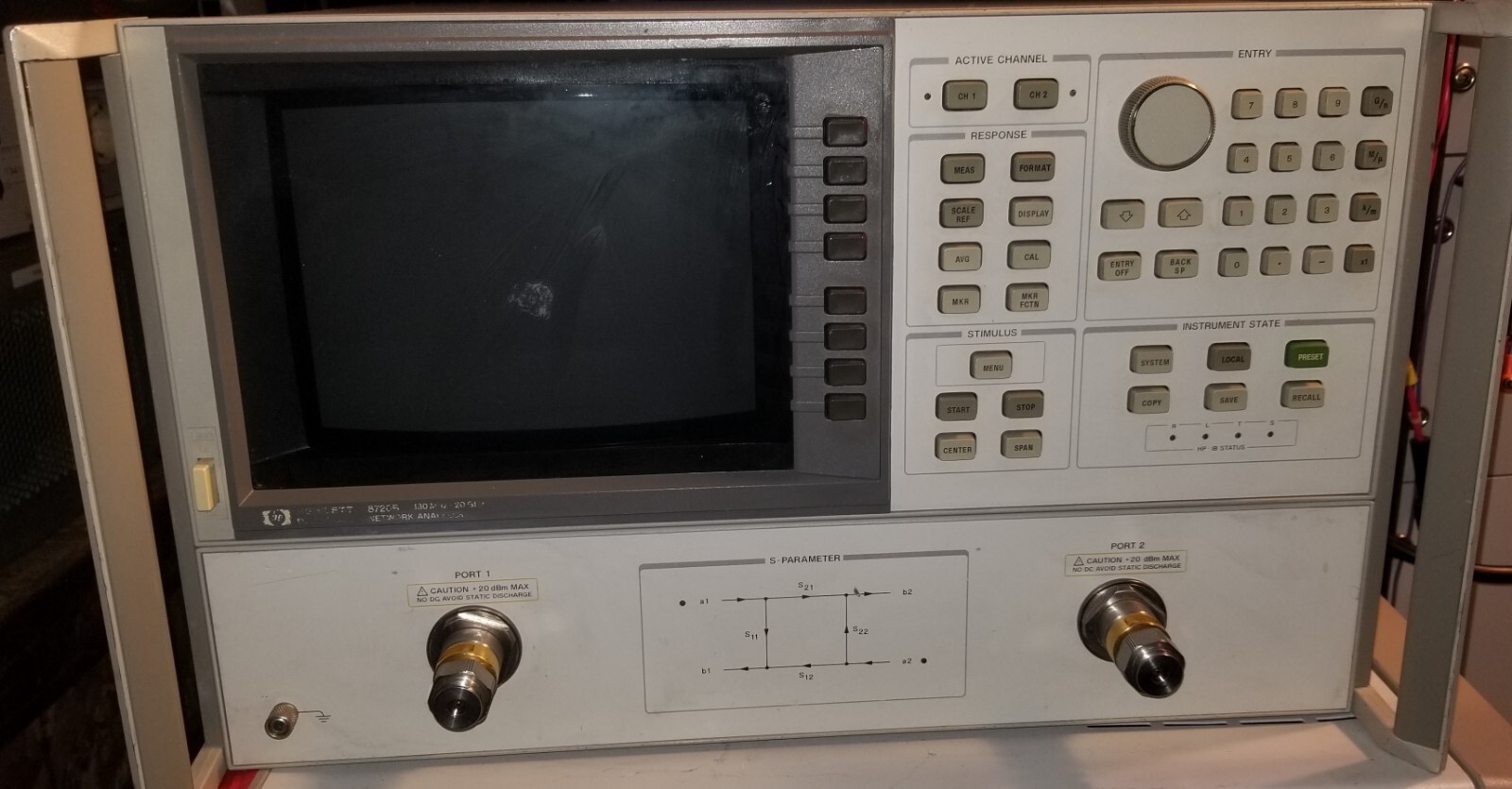 HP 8720B 20 GHz Vector Network Analyzer VNA 2 Port S-Parameters 1 Hz ...