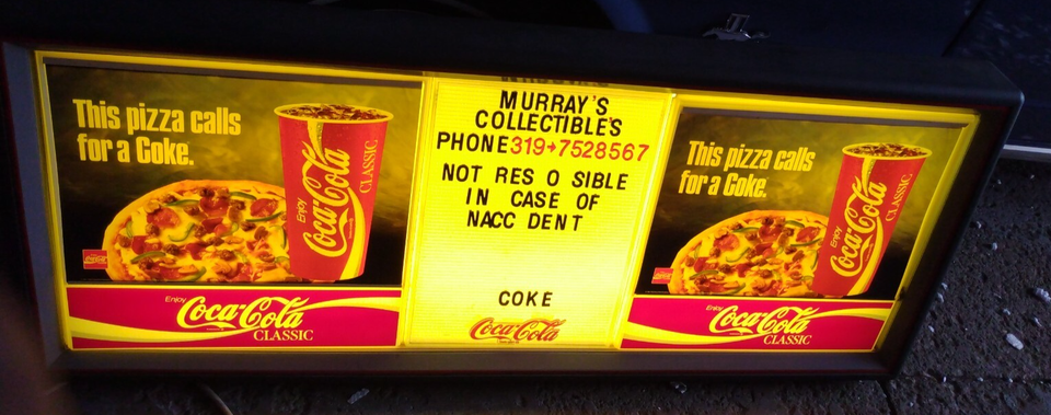 Coca Cola Lighted Sign with menu board and 2 inserts 51 " long | eBay