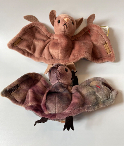 2 Ty Beanie Babies "BATTY" the Bat 1996, Each with Different Unique Tag ...