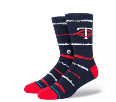 Minnesota Twins Chalk Min Stance MLB Baseball Crew Socks Large Men's 9 ...