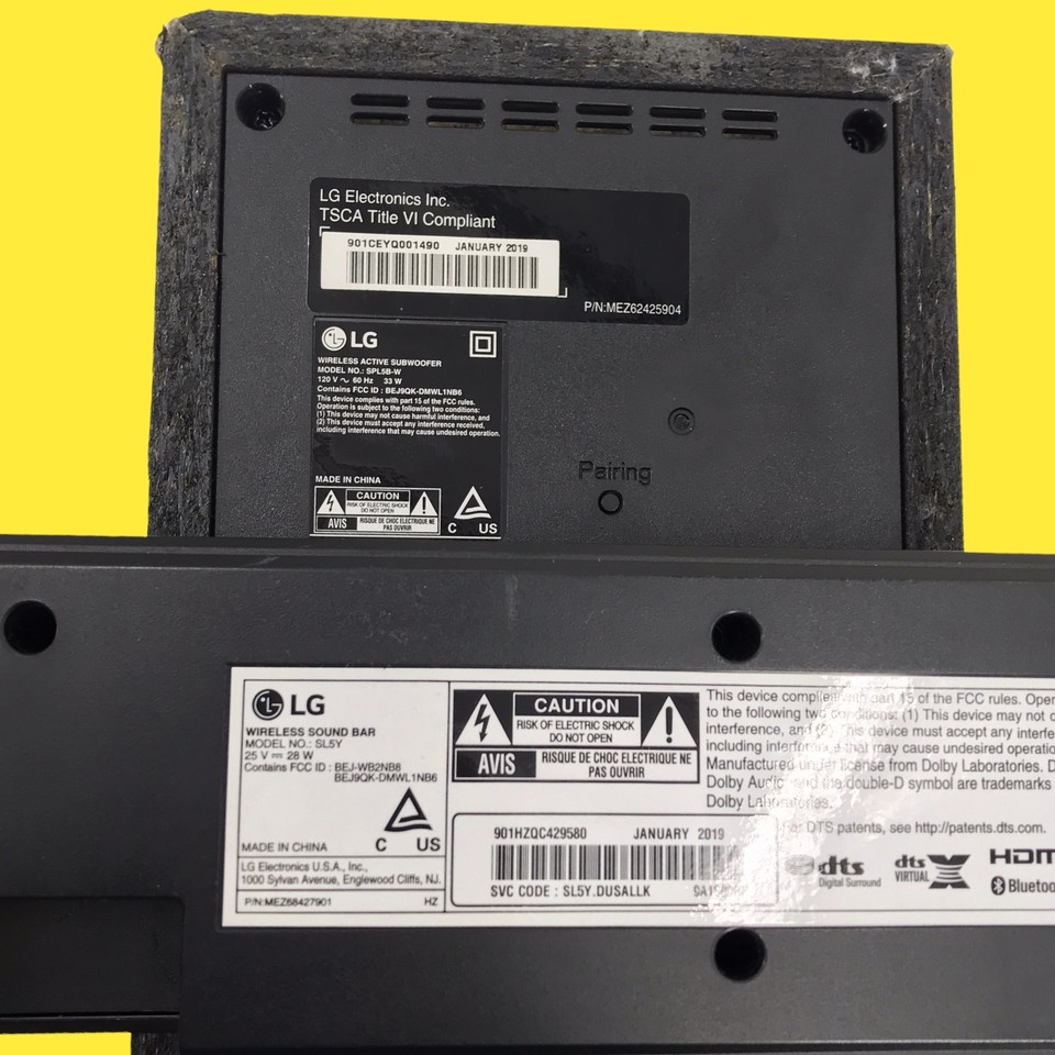 LG Wireless SL5Y Soundbar & SPL5B-W Subwoofer w/ Bluetooth Home Theater ...