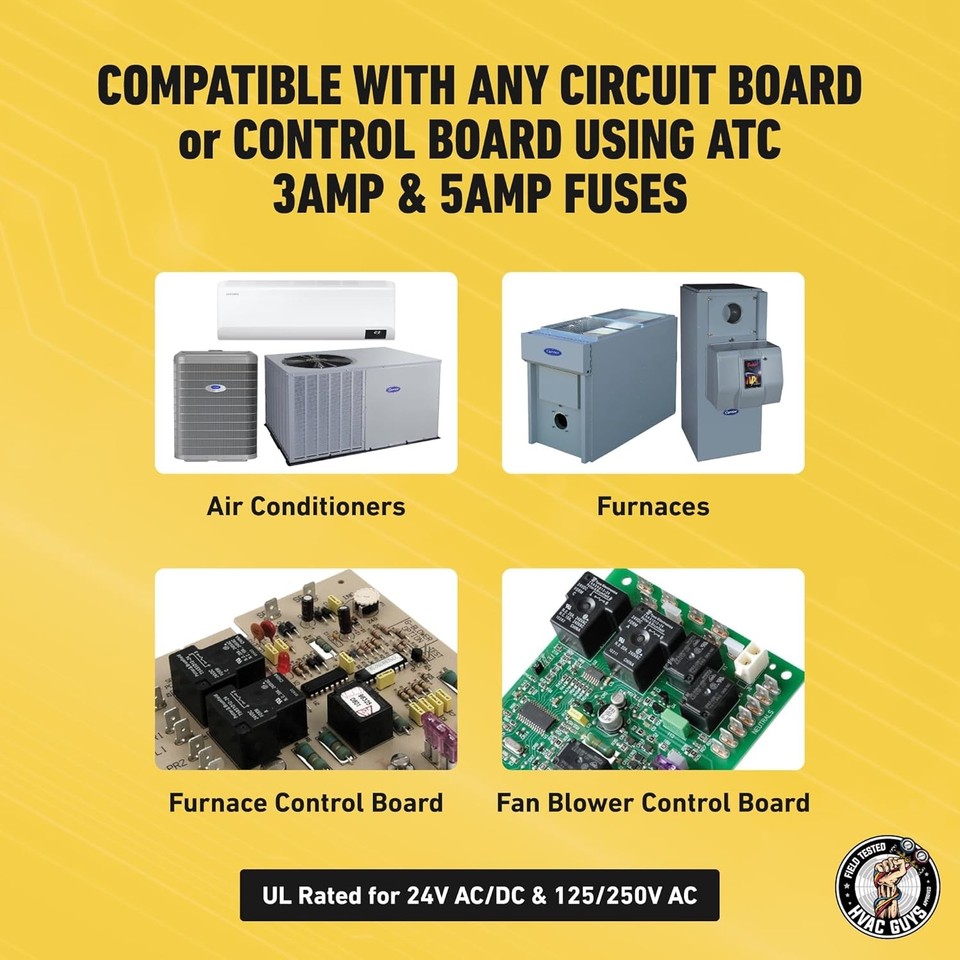 HVAC Fuse Saver Circuit Tester 3AMP 5AMP Resettable UL Rated 24V AC/DC ...