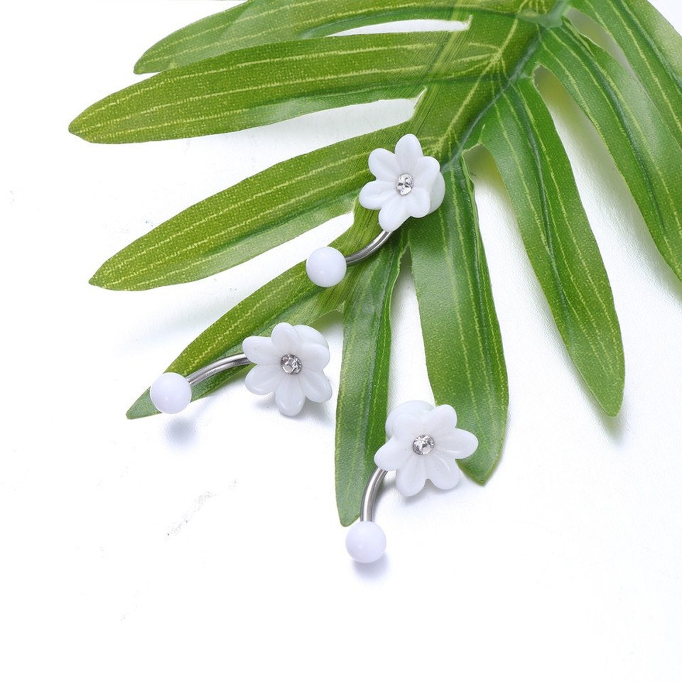 Belly Button Human Body Piercing White Flower Shape Navel | eBay Australia