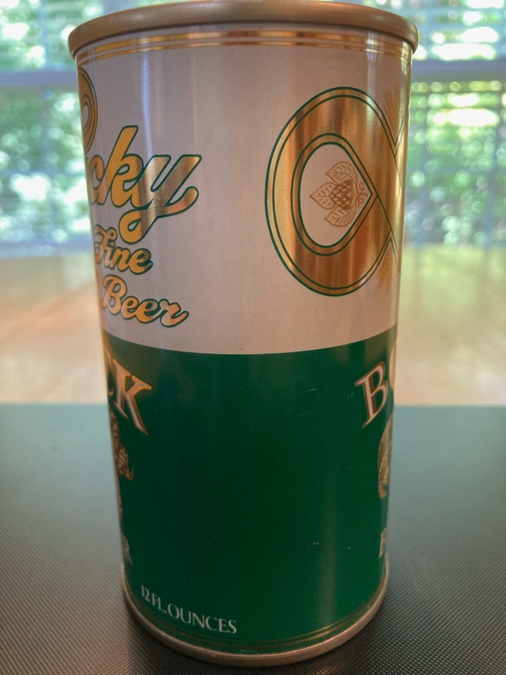 Lucky Bock Beer, PT BO, Great Empty Indoor Can, Couple Shallow Ripples ...