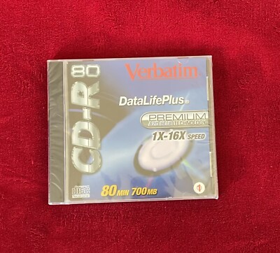 NEW Verbatim DataLifePlus Premium 1x-16x Speed 80 Min Recordable Burner ...