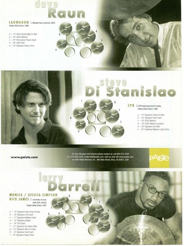 2002 Print Ad Paiste Drum Cymbal Setup Dave Raun Steve DiStanislao ...