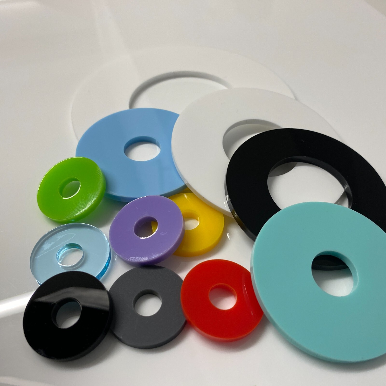 Cut To Size Round Washers Rings Spacers Plastic Perspex Acrylic Various ...