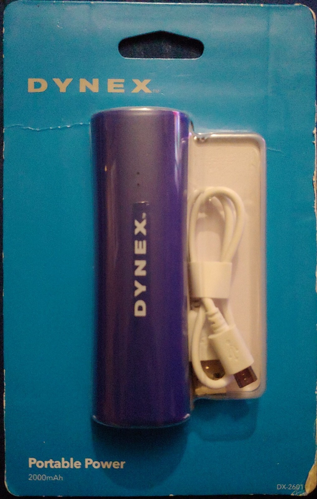 Dynex 2000 mAh Portable Power Charger & Micro USB Cable Blue new sealed ...