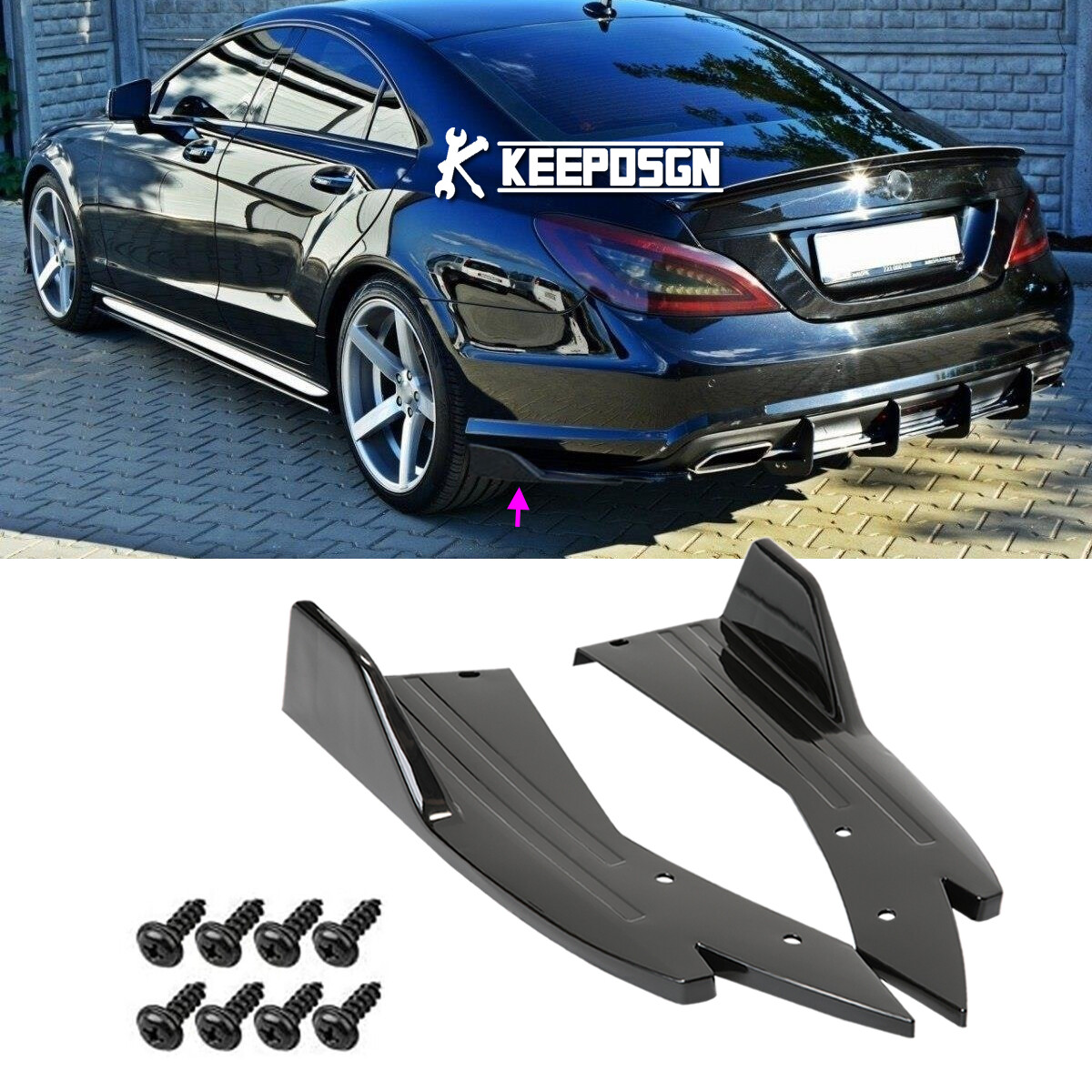 For Mercedes Benz CLS 63 AMG Gloss Rear Bumper Diffuser Splitter Lip ...