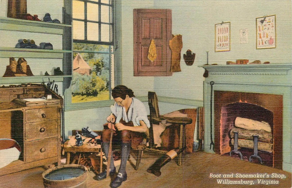 Colonial Shoemaker Painting