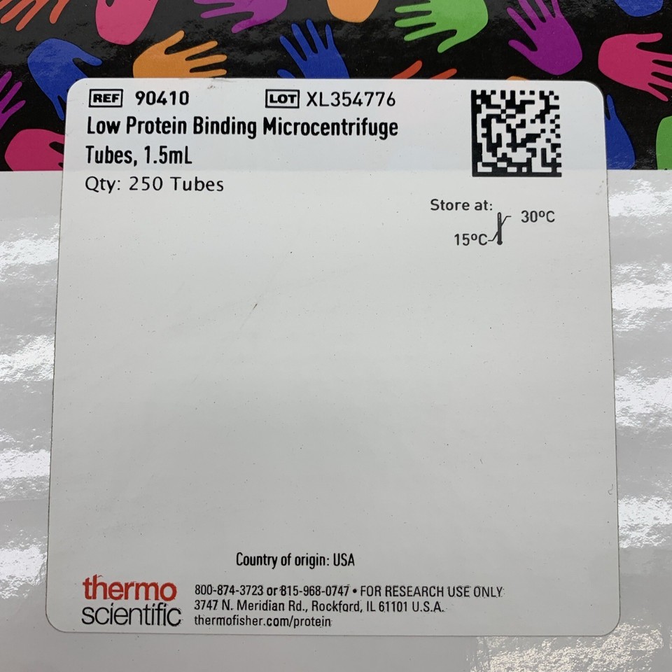 (250) Thermo Scientific 90410 Low Protein Binding Microcentrifuge Tube ...