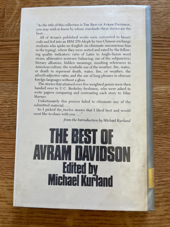 The Best of Avram Davidson Hardcover with Dust Jacket 9780385013840 | eBay