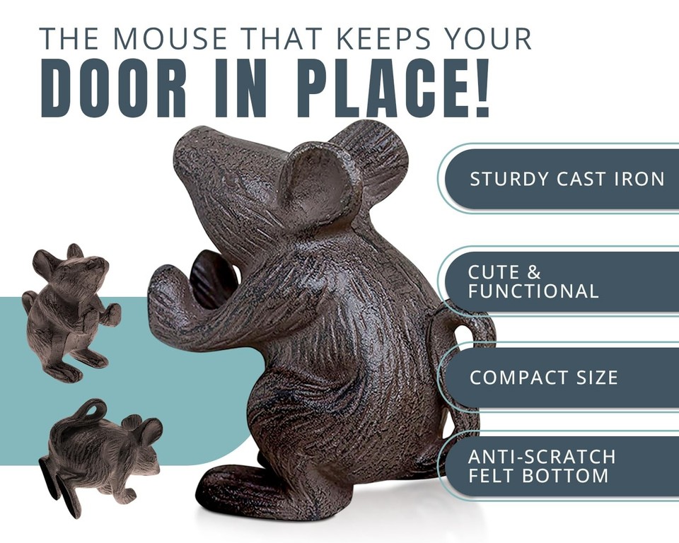 Cast Iron Mouse Door Stop – One Vintage Rustic Wedge for Bedroom, Bath ...