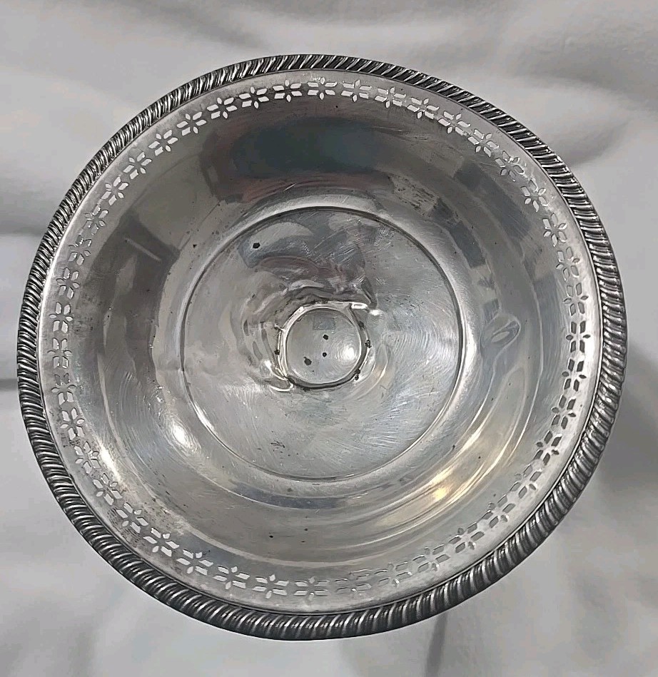 Vintage Sterling Silver Weighted Pedestal Compote Fluted Rim Candy Dish ...