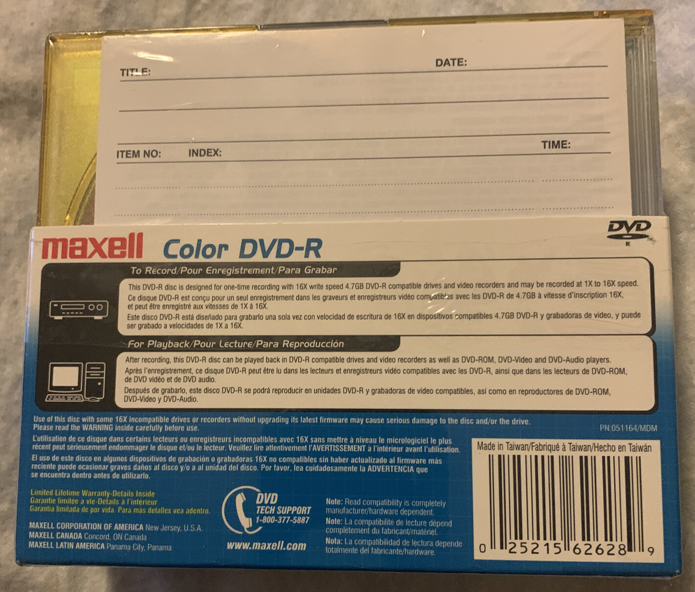 Maxell DVD-R Color 10 Pk Media Discs 4.7 GB 120 Min Up To 16X w/Jewel ...