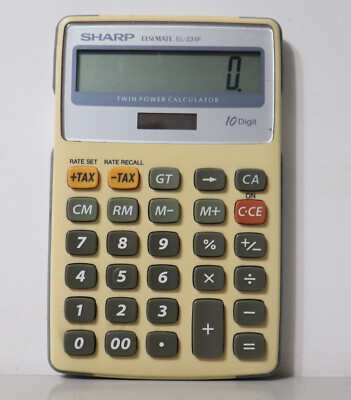 Sharp Elsimate EL-334F 10-Digit Twin Power Desktop Tax Solar Calculator ...