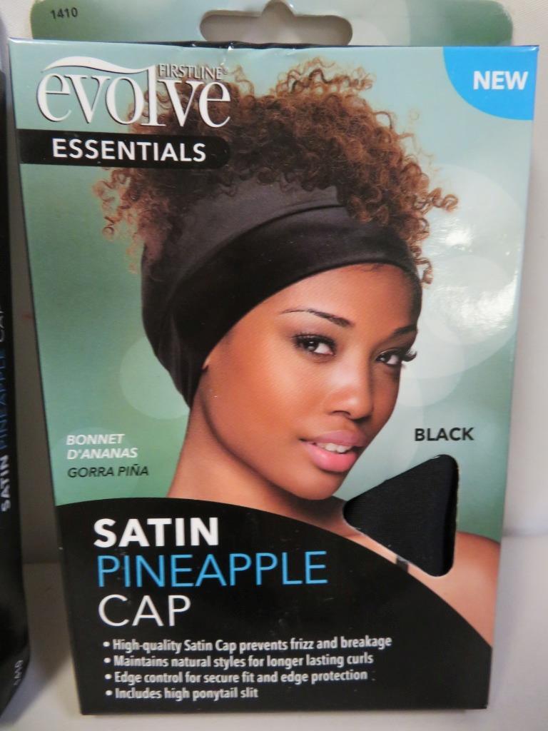 Lot of 2 Firstline Evolve Essentials Satin Pineapple Sleep Hair Cap Black | eBay