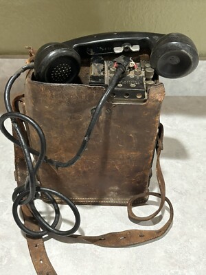 WW2 US Army Signal Corps Field Phone Telephone EE-8-B w/ Leather Case ...